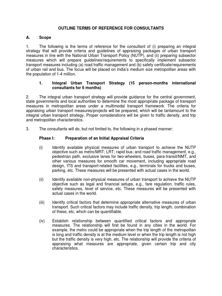 TOR Urban Transport | PDF | Public Transport | Transport