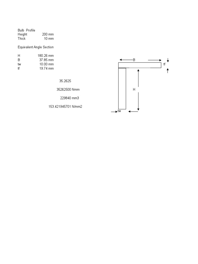 Bulb Profile Height 200 MM Thick 10 MM Equivalent Angle Section H 180. ...