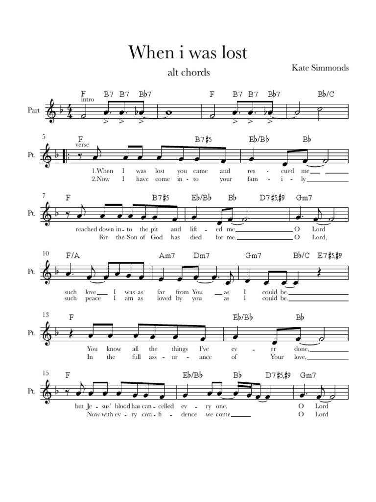 When I Was Lost (Kate Simmonds) Live Arrangement | PDF | Musical Forms ...