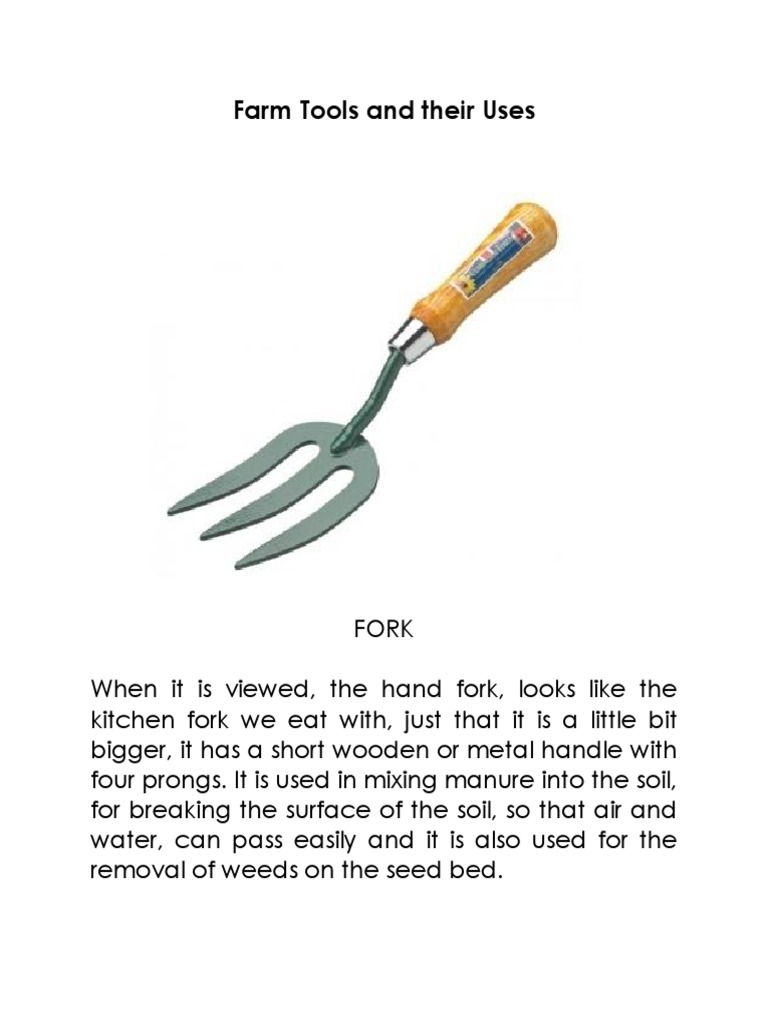 Common Farm Tools and Their Uses in Soil Preparation and Maintenance | PDF