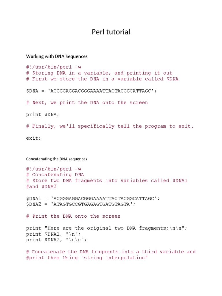 Perl Tutorial | PDF | Molecular Biology | Nucleotides