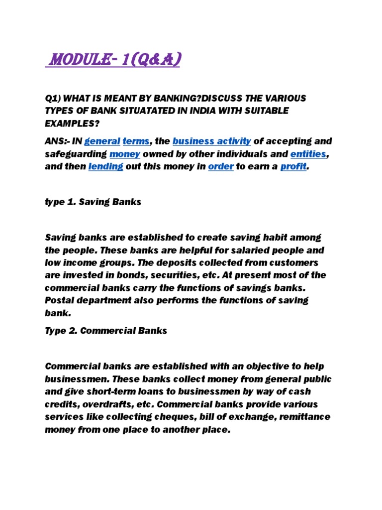 Banking Module 1 | PDF | Transaction Account | Deposit Account