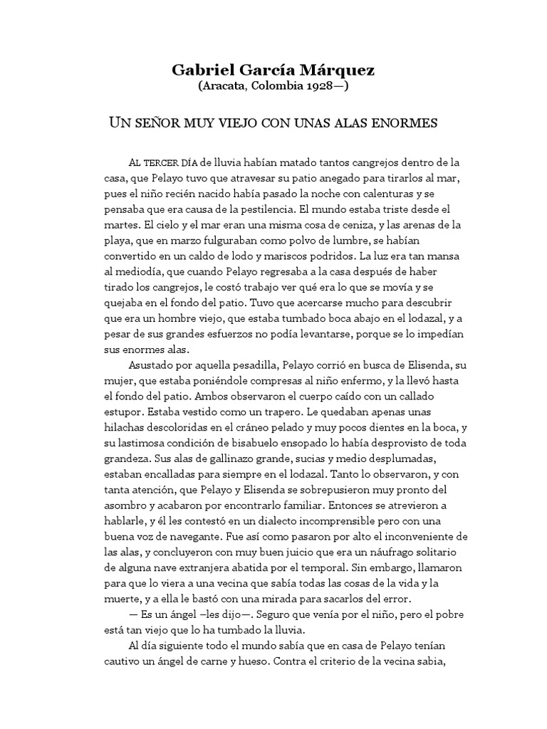 Un Señor Muy Viejo Con Unas Alas Enormes - Gabriel García Márquez | PDF