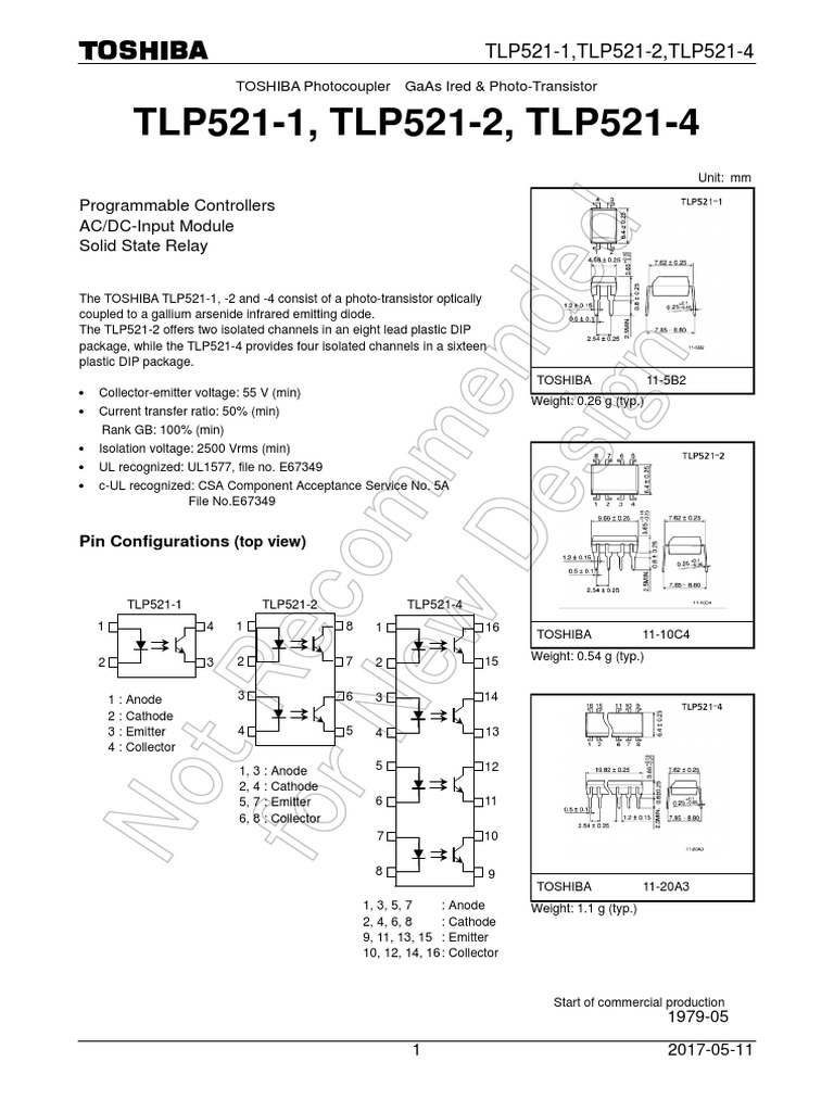 TLP521-4 Datasheet en 20170511 | PDF | Gallium Arsenide | Reliability ...