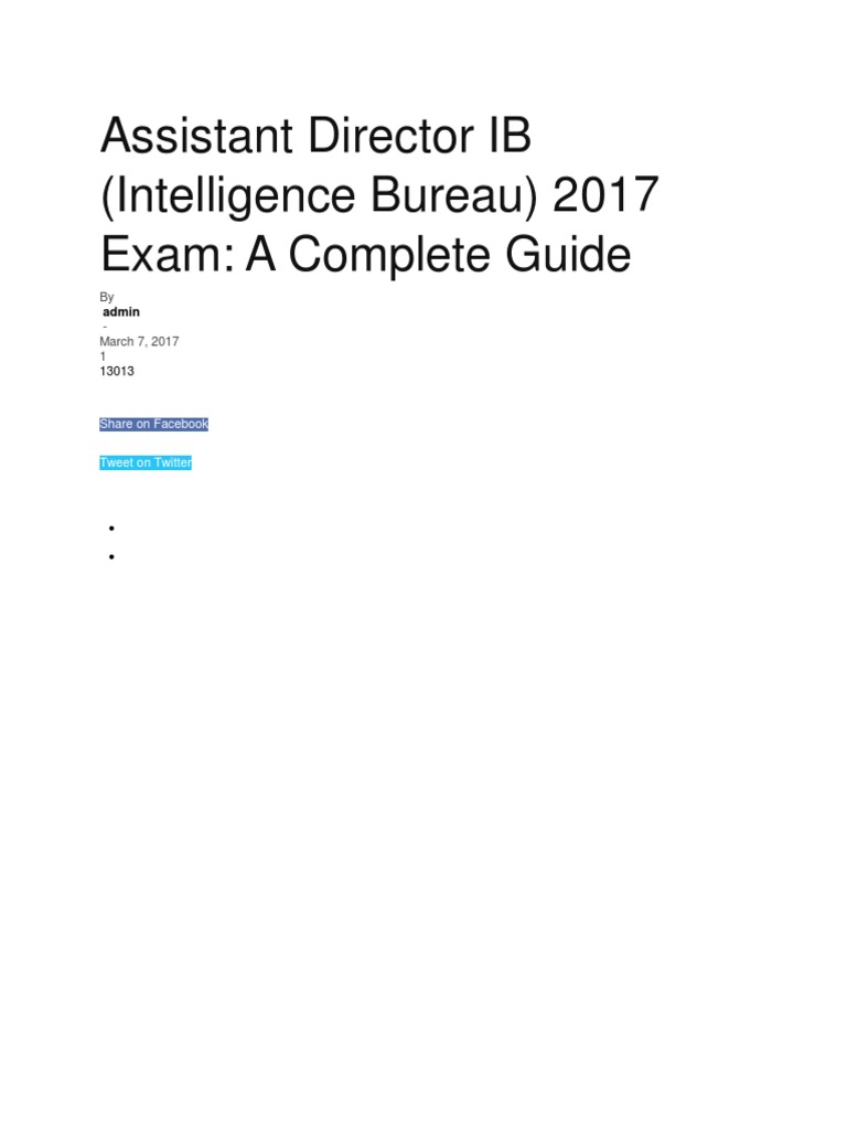 Assistant Director IB Exam Guide | PDF | Multiple Choice | Cognition