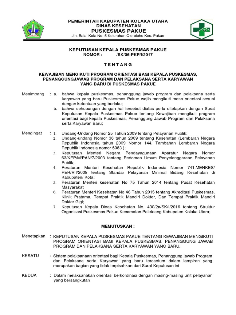 Contoh Format Penulisan SK | PDF