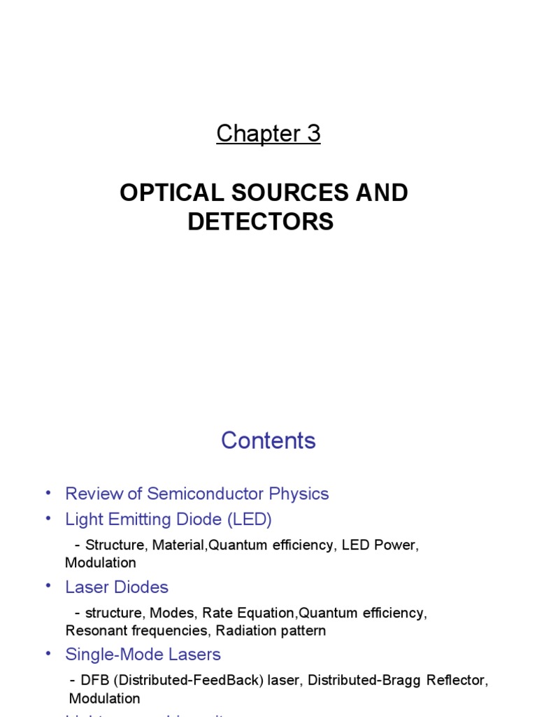 Optical Sources and Detectors | PDF | Laser | Laser Diode