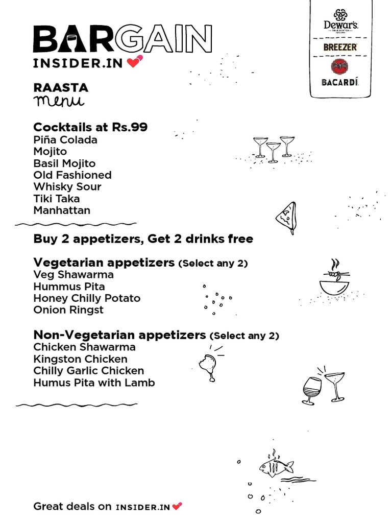 BARGAIN Raasta Menu | PDF