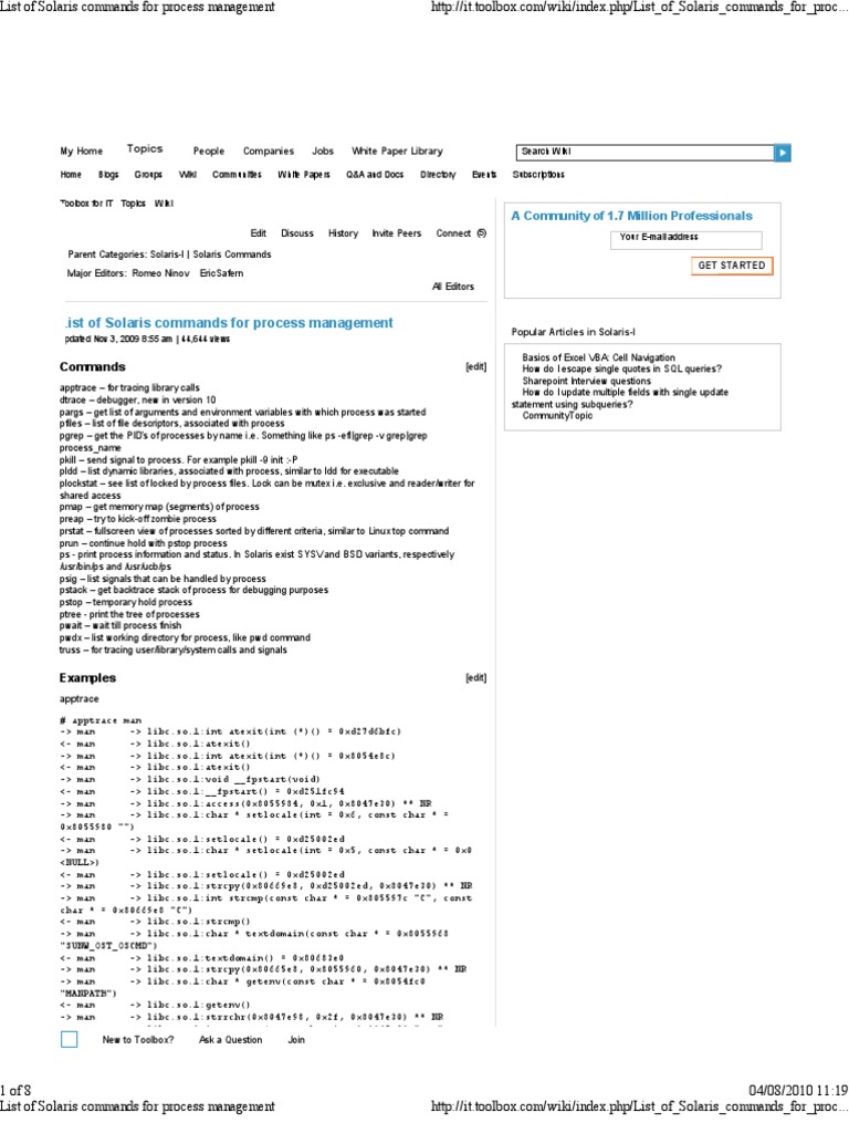 List of Solaris Commands Fo Process Management | PDF