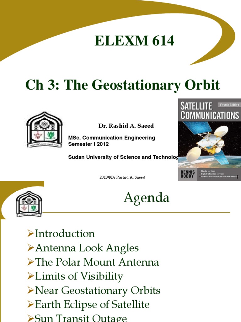 W3. CH 03 The Geostationary Orbit | PDF | Communications Satellite ...