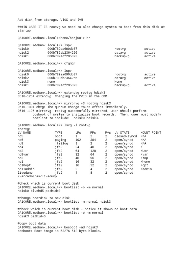 AIX Disk Management Procedures | PDF | Utility Software | System Software