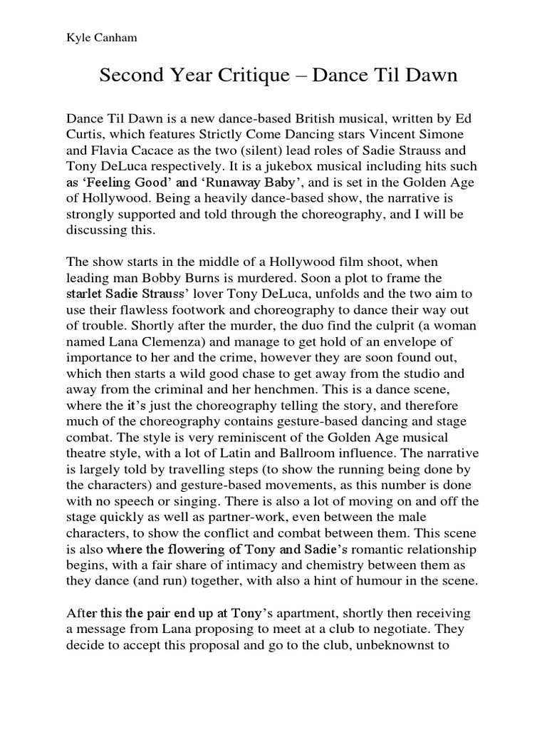 Dance Til Dawn Critique | PDF | Dances | Entertainment