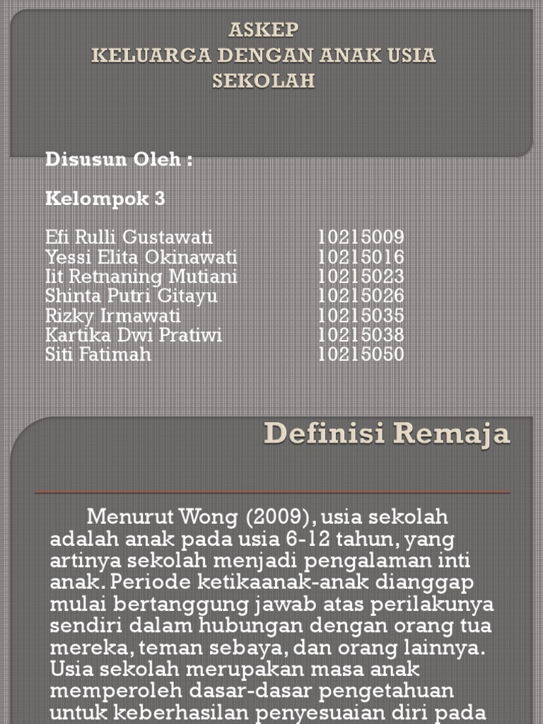 Askep Keluarga Dengan Anak Usia Sekolah | PDF