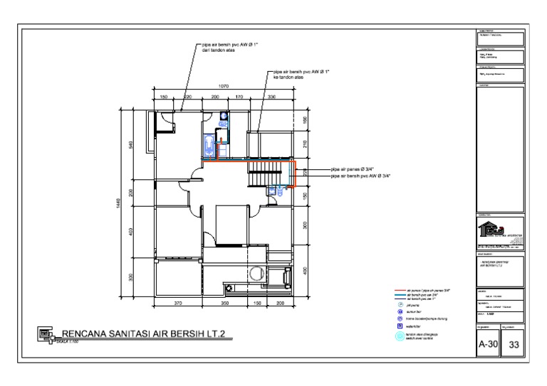 33 - A-30 Rencana Sanitasi Air Bersih Lt.2 | PDF