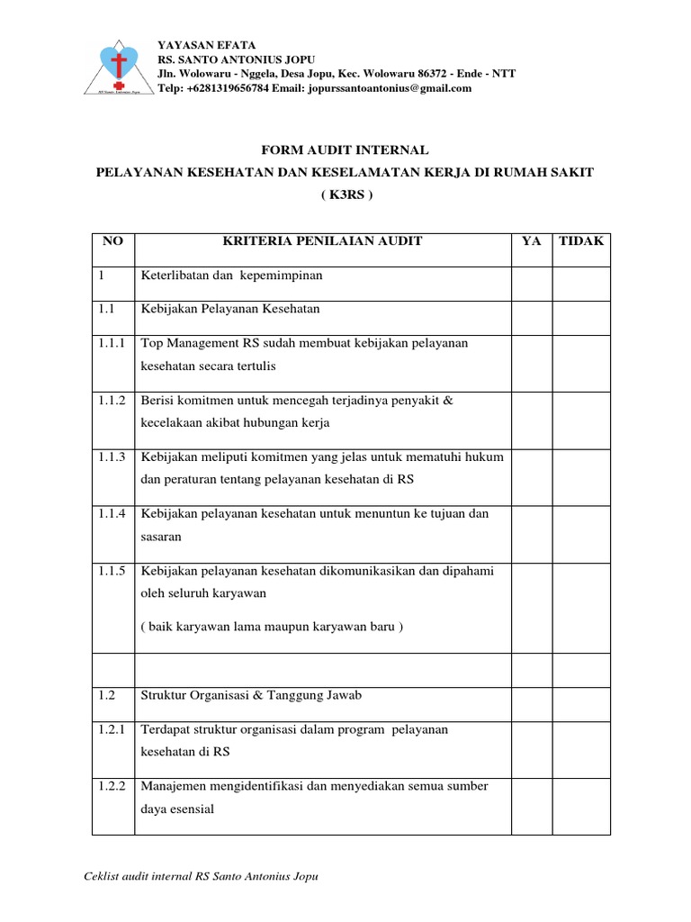 Ceklist Audit Internal | PDF | Pengembangan Diri | Sains & Matematika