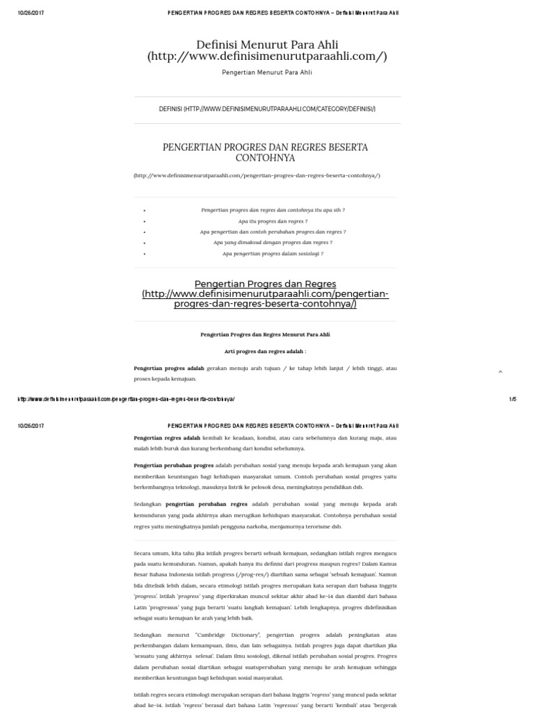 Pengertian Progres Dan Regres Beserta Contohnya - Definisi Menurut para ...