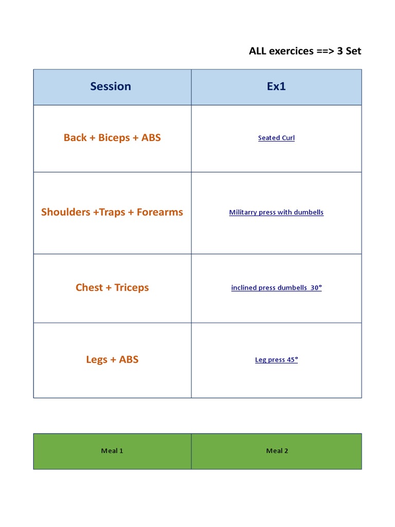 Gym & Diet Program | PDF | Food And Drink | Foods