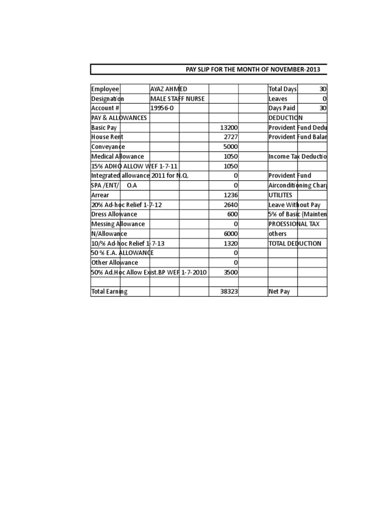 Payslip Ayaz Ahmed Nov-13 | PDF