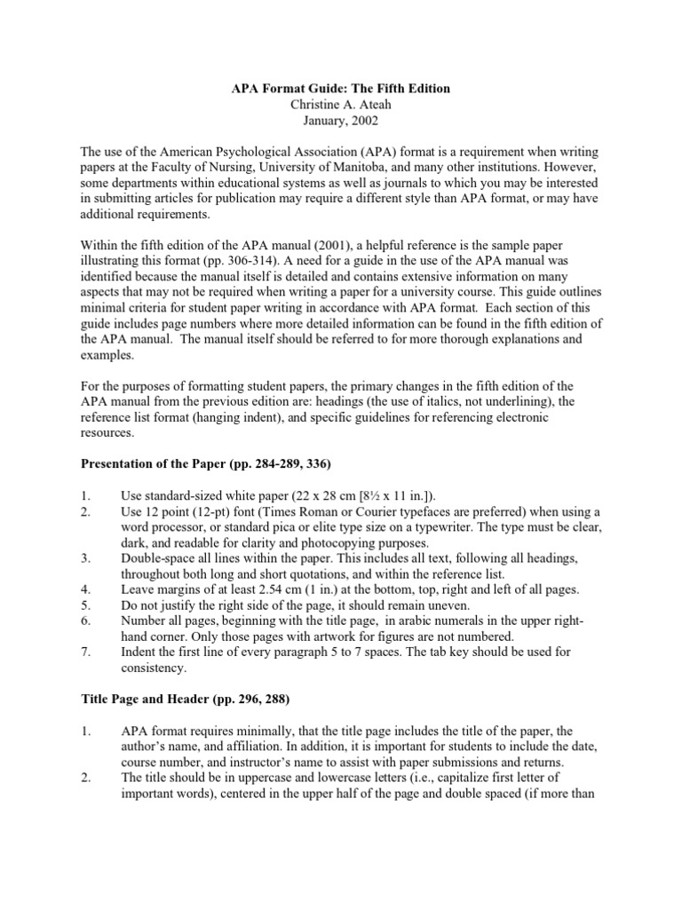 APA 5th Edition Formatting Guide | PDF | Apa Style | Punctuation