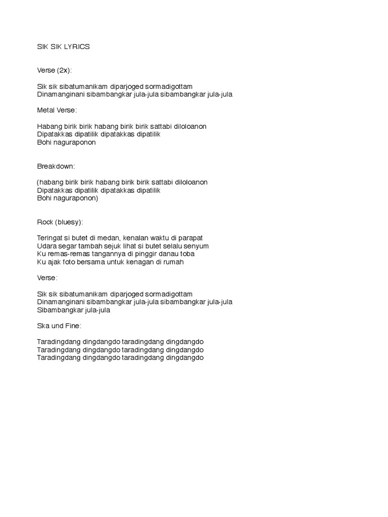 Sik SIk Lyrics | PDF