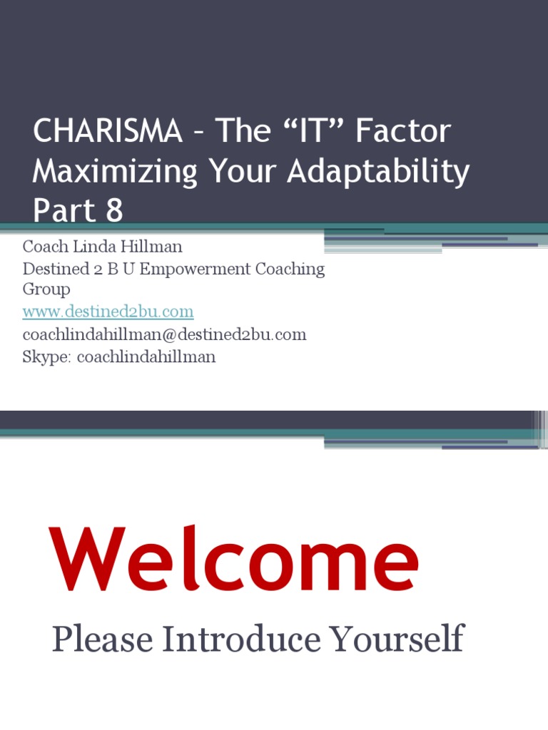 CHARISMA - The "IT" Factor Maximizing Your Adaptability | PDF | Applied Psychology | Social ...