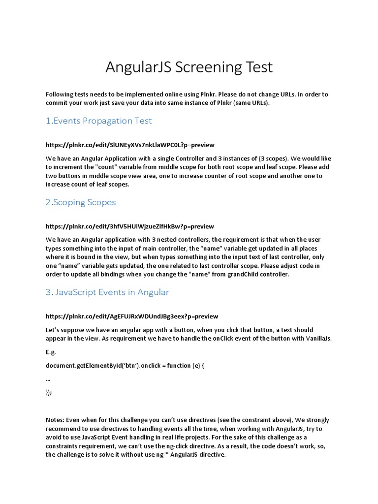 Implementing Angularjs Screening Test Scenarios Events Propagation Scoping Javascript Events