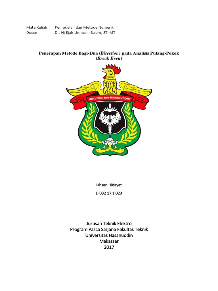 Metode Numerik Dengan Metode Bisection Menggunakan Matlab Pdf