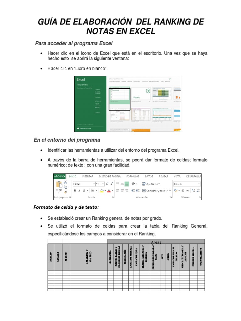 Guía de Elaboración Del Ranking de Notas en Excel | Microsoft Excel ...