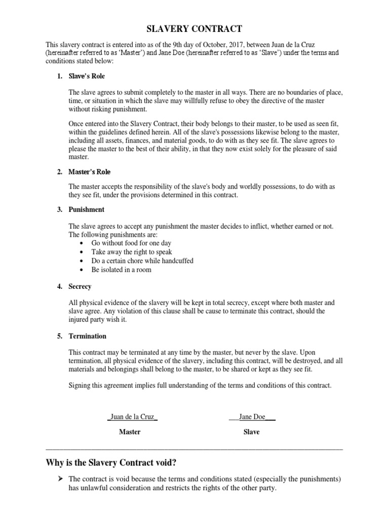 Slavery Contract | PDF | Contractual Term | Slavery