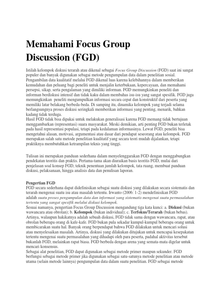 Panduan Praktis Focus Group Discussion | PDF