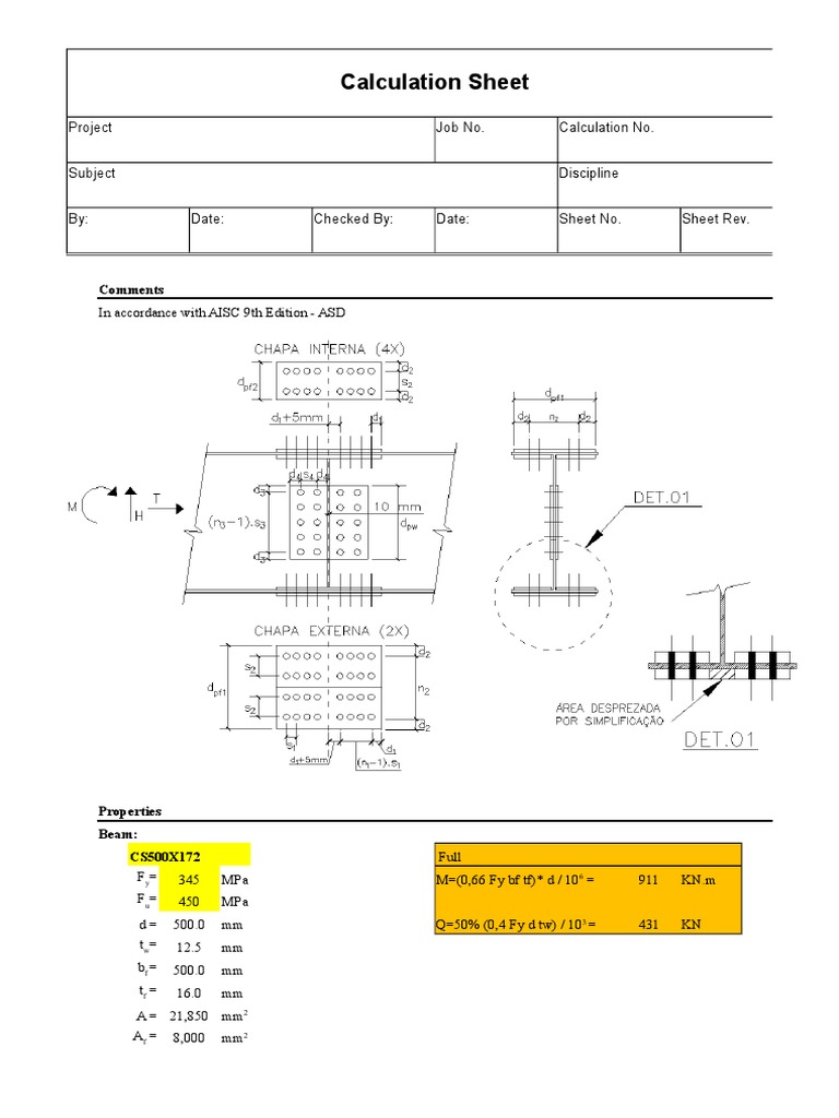 Cópia de Column-Beam Bolted Splice Calculation - ASD AISC 9th - 22-Ago ...
