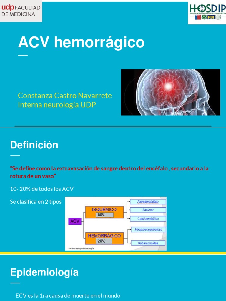 Fisiopatología y Manejo del ACV Hemorrágico | PDF | Especialidades ...