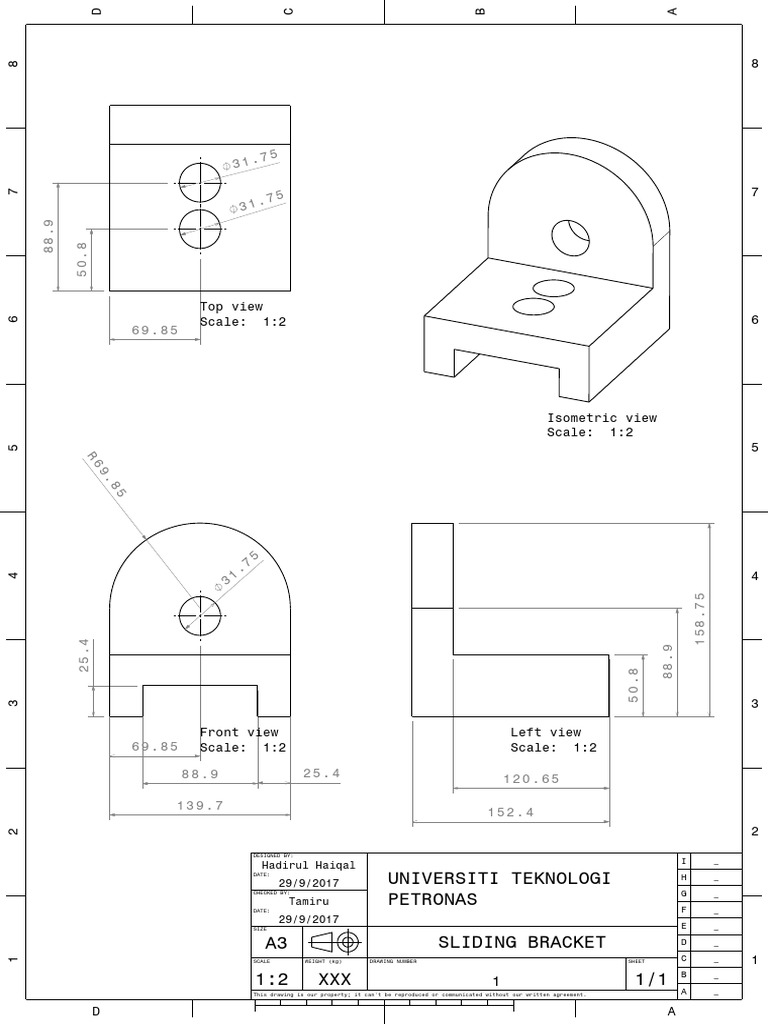 Sliding Bracket Assembly Drawing | PDF | Engineering