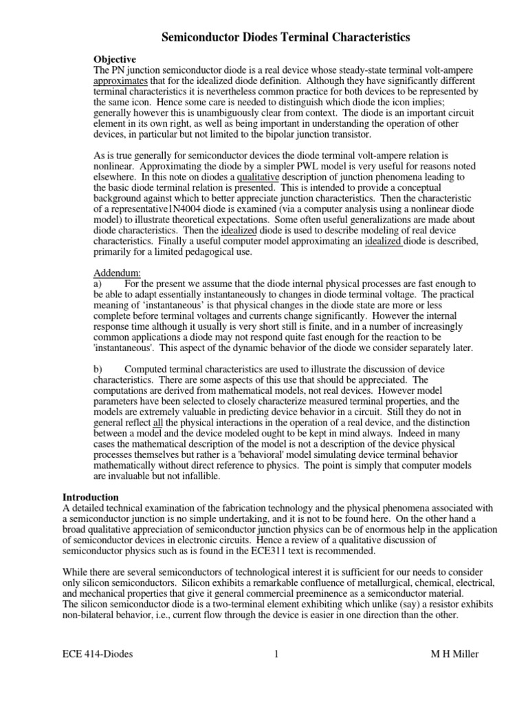 01 Diode Notes Pdf Diode Electrical Network