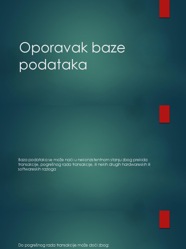 Oporavak Baze Podataka | PDF