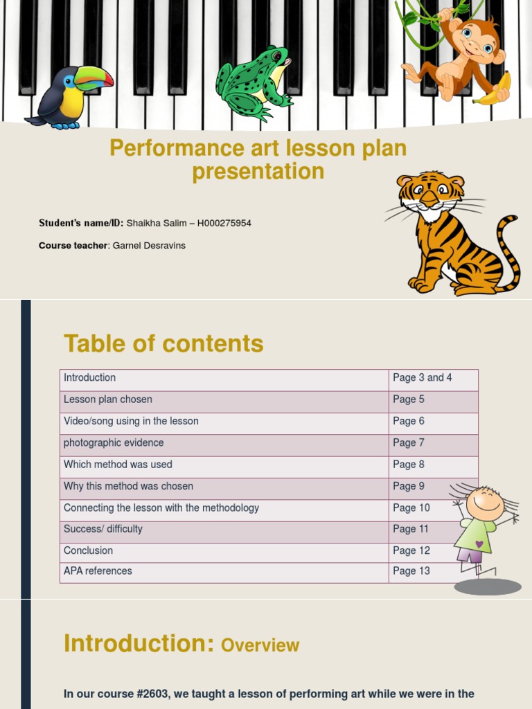 Performance Art Lesson Plan Presentation: Student's name/ID: Shaikha ...
