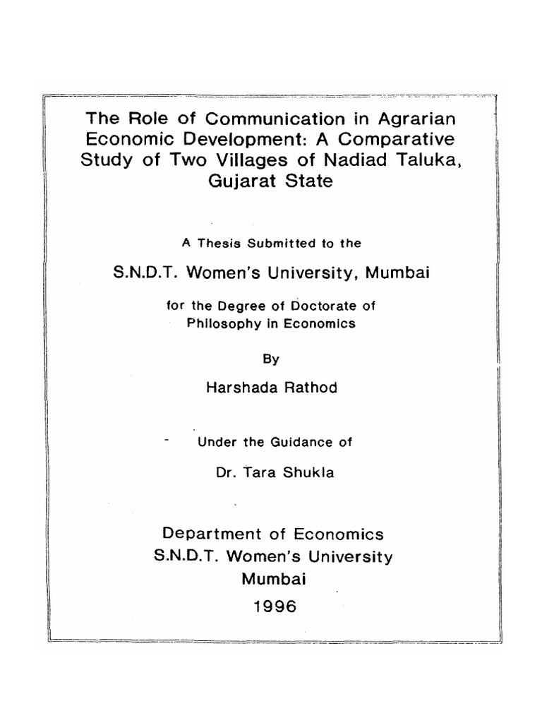 The Role of Communication in Agrarian Economic Development: A ...