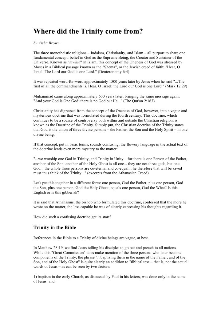 Origins of the Christian Trinity Doctrine | PDF | Social Science ...