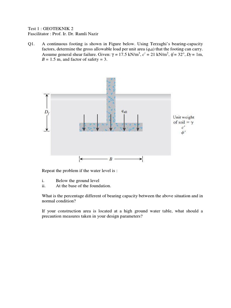 Test 1 Shallow Foundation | PDF
