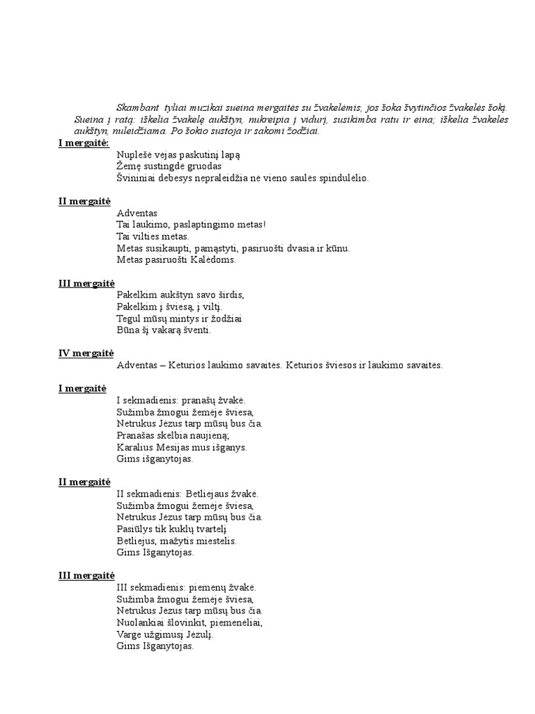 Kaledu Vaidinimas Scenarijus | PDF