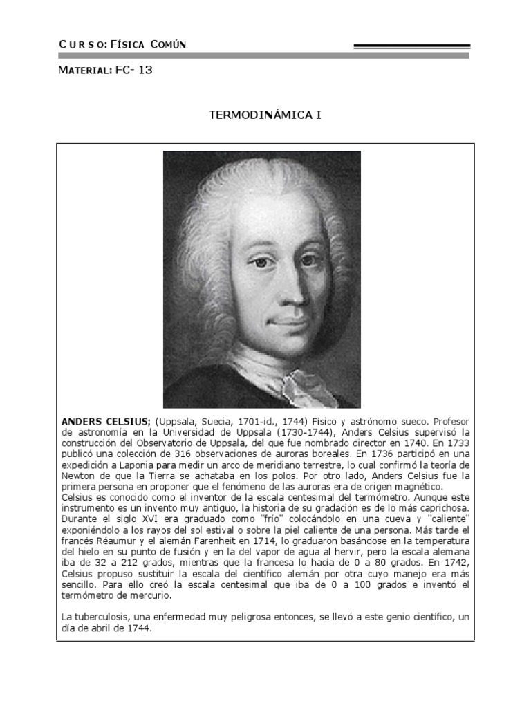 FC13 Termodinámica I | PDF | Celsius | Temperatura