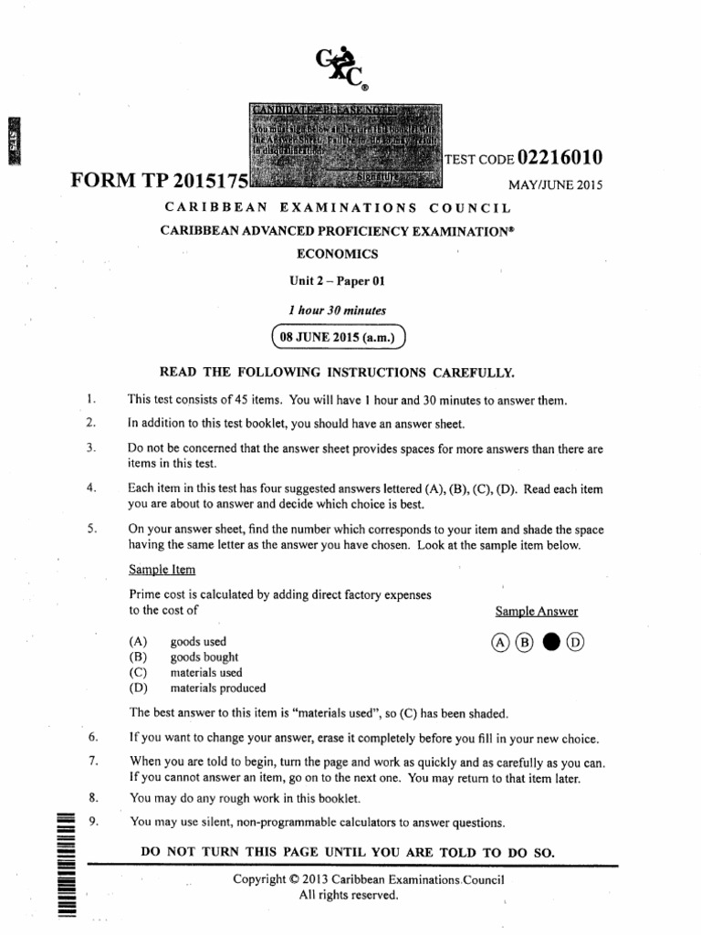 CAPE Economics 2015 U2 P1 PDF | PDF | Fiscal Policy | Macroeconomics