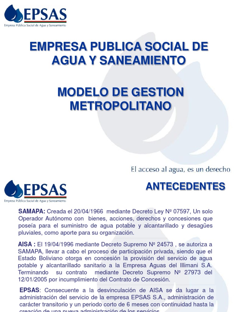 8 Modelo de Gestion Epsas Metrop | PDF | Saneamiento | Planificación
