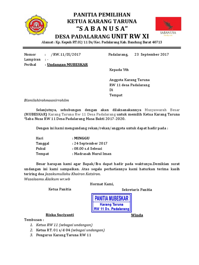 Surat Karang Taruna | PDF