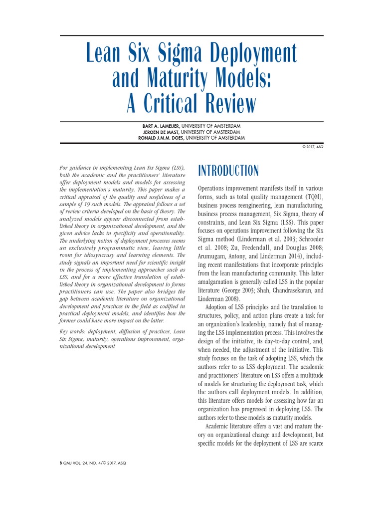 Lean 6 Sigma Maturity | PDF | Conceptual Model | Lean Manufacturing