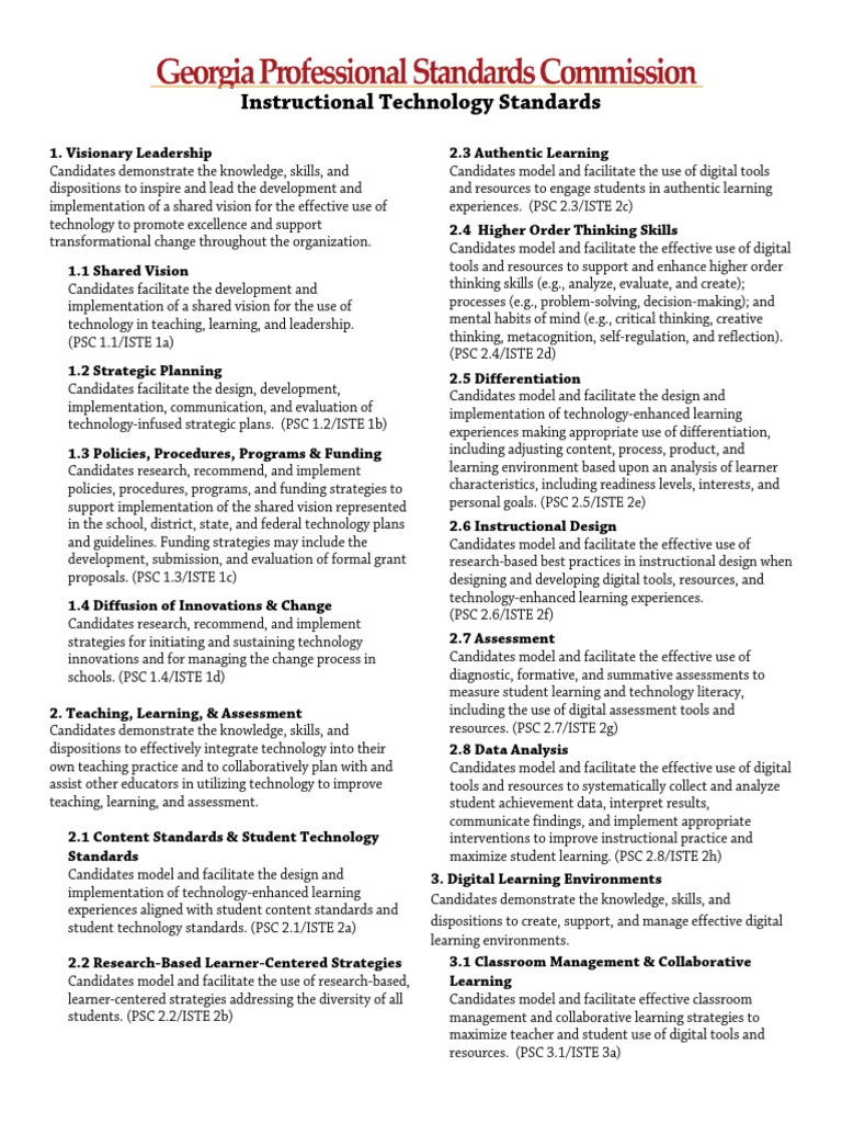 Psc-Standards Flyer | PDF | Educational Assessment | Educational Technology