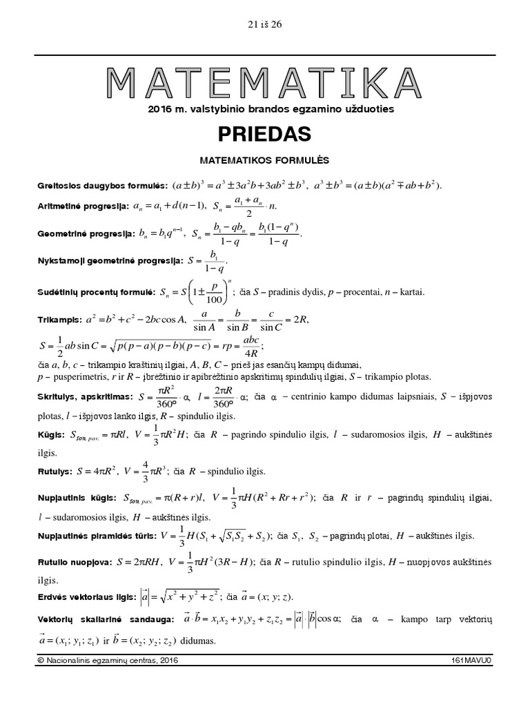 Matematikos Formules PDF | PDF