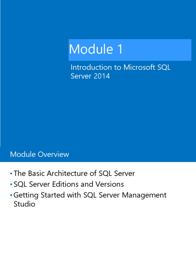20461C 01 | PDF | Microsoft Sql Server | Sql