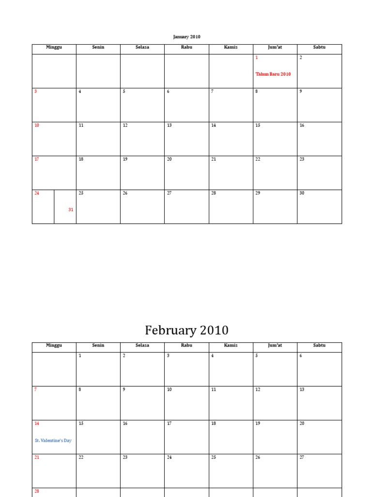 Calendar Kalender 2010 | PDF