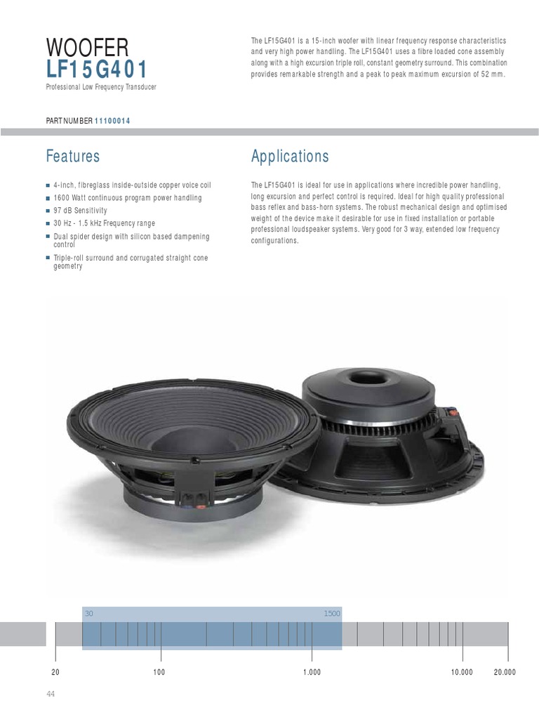 RCF Usa Lf15g401 Specifications 46922 | PDF | Loudspeaker | Sound ...